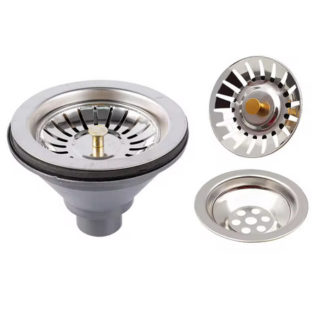 3½" (90mm) - 28mm ID Push Fit Grey Straight Sink Waste Fitting - With ...